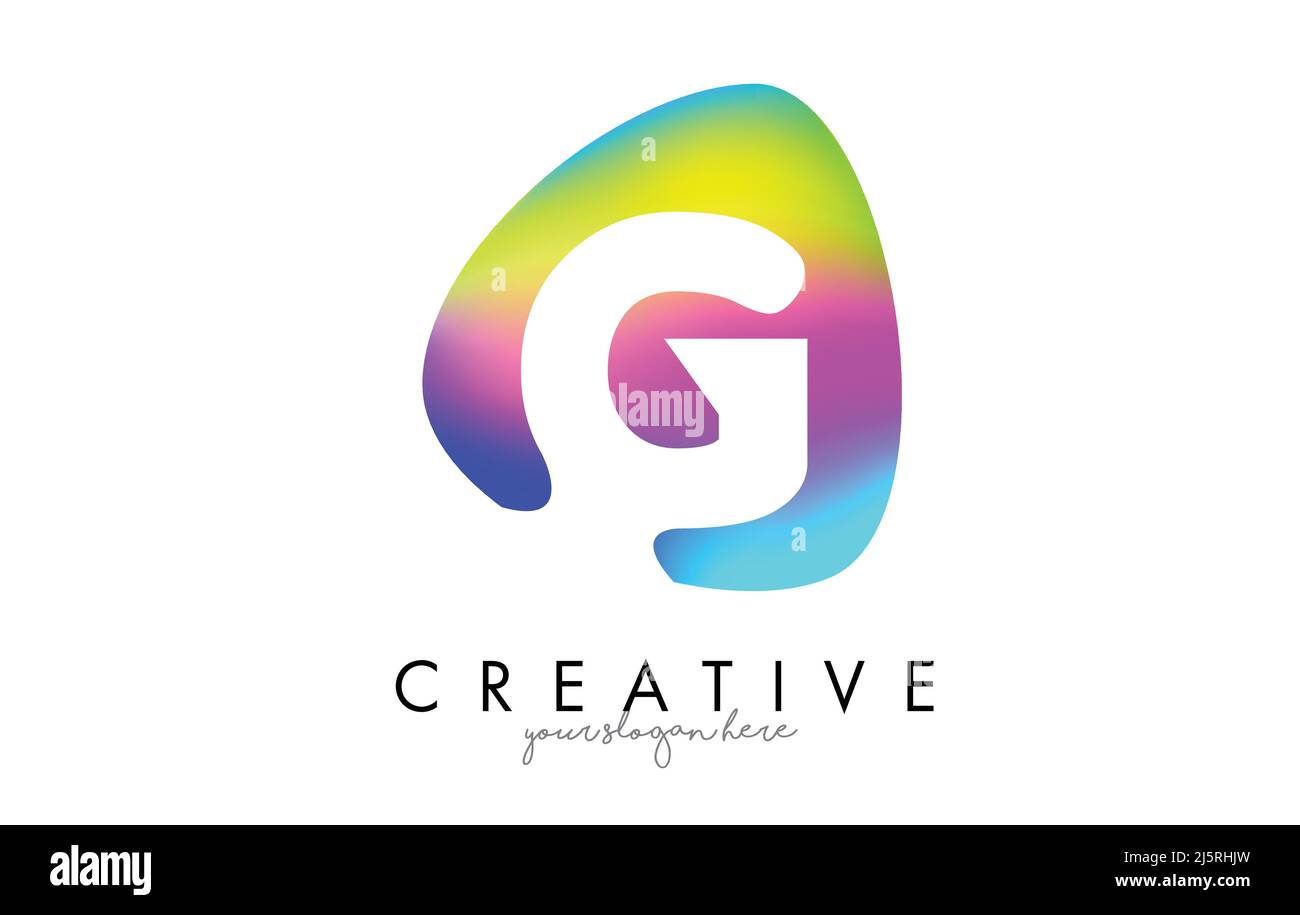 Colorful Rainbow G Letter Logo Design with Oval Shape Vector ...