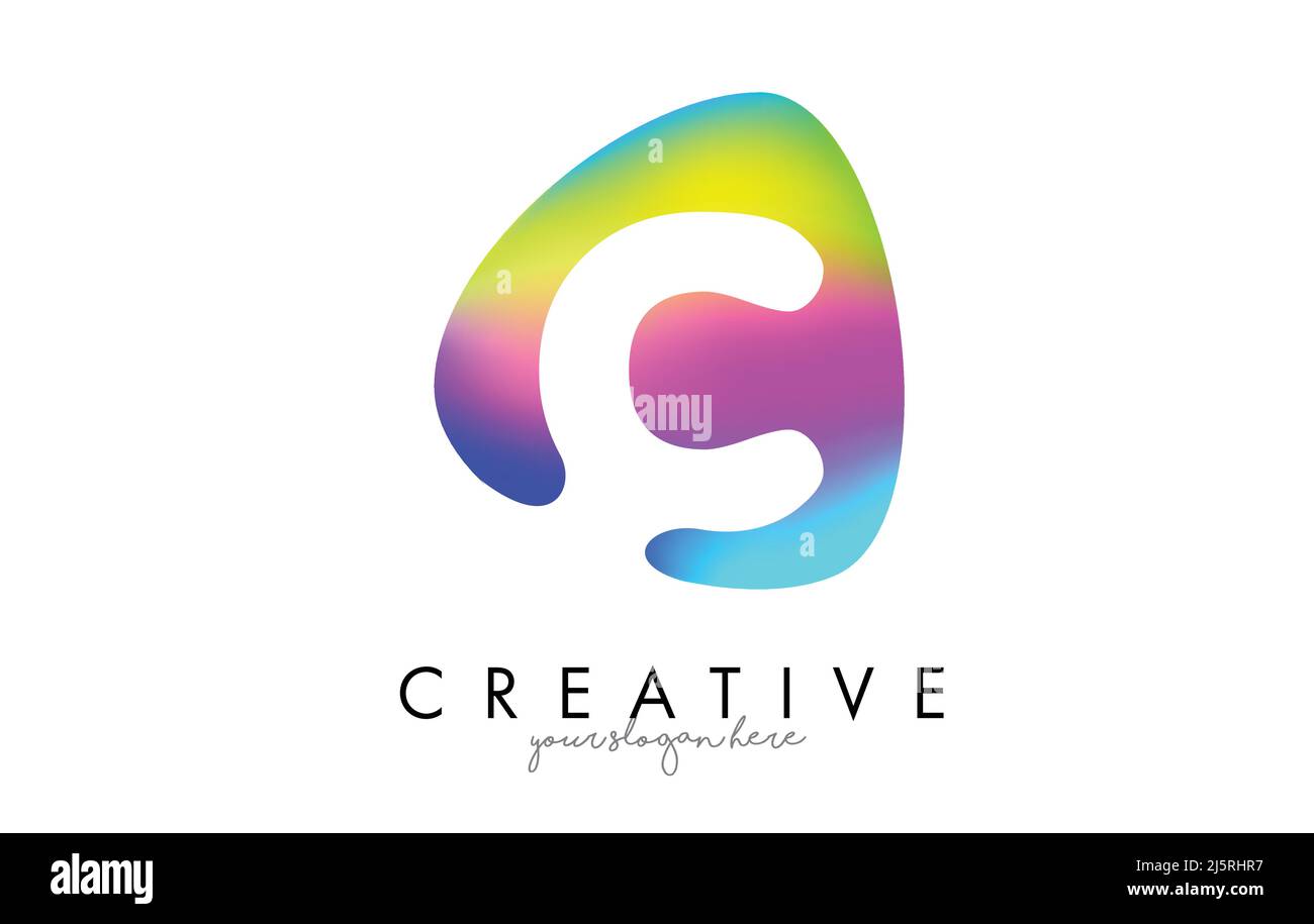Colorful Rainbow C Letter Logo Design with Oval Shape Vector ...