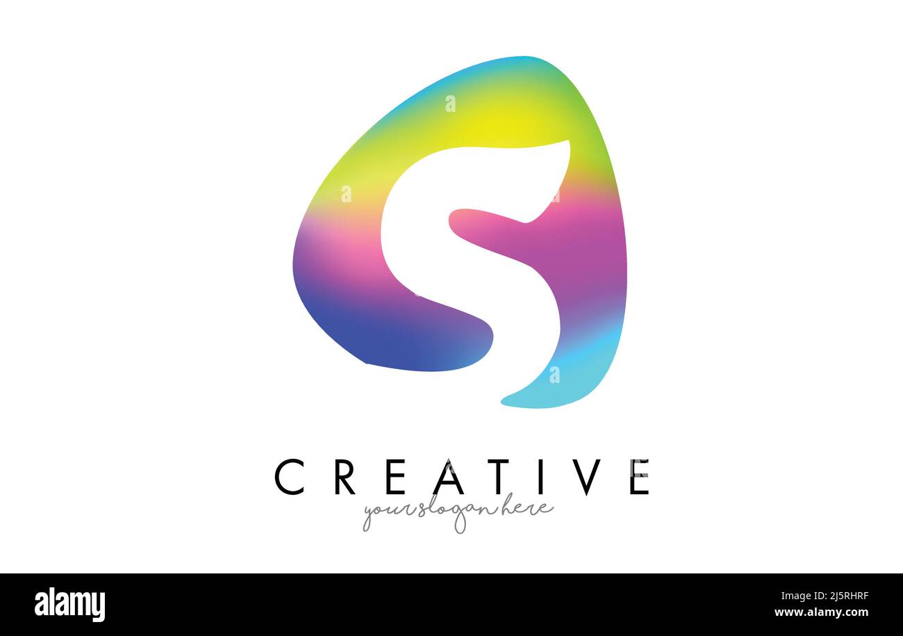 Colorful Rainbow S Letter Logo Design with Oval Shape Vector ...