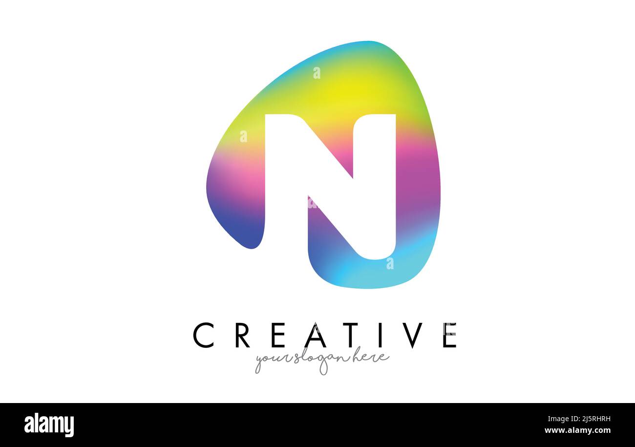 Colorful Rainbow N Letter Logo Design with Oval Shape Vector ...