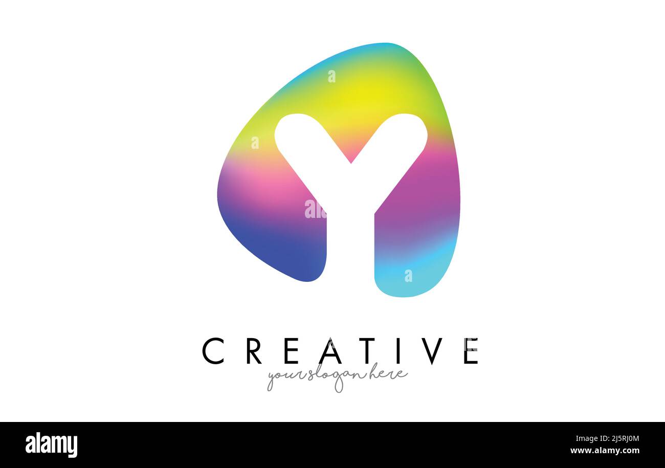 Colorful Rainbow Y Letter Logo Design with Oval Shape Vector ...