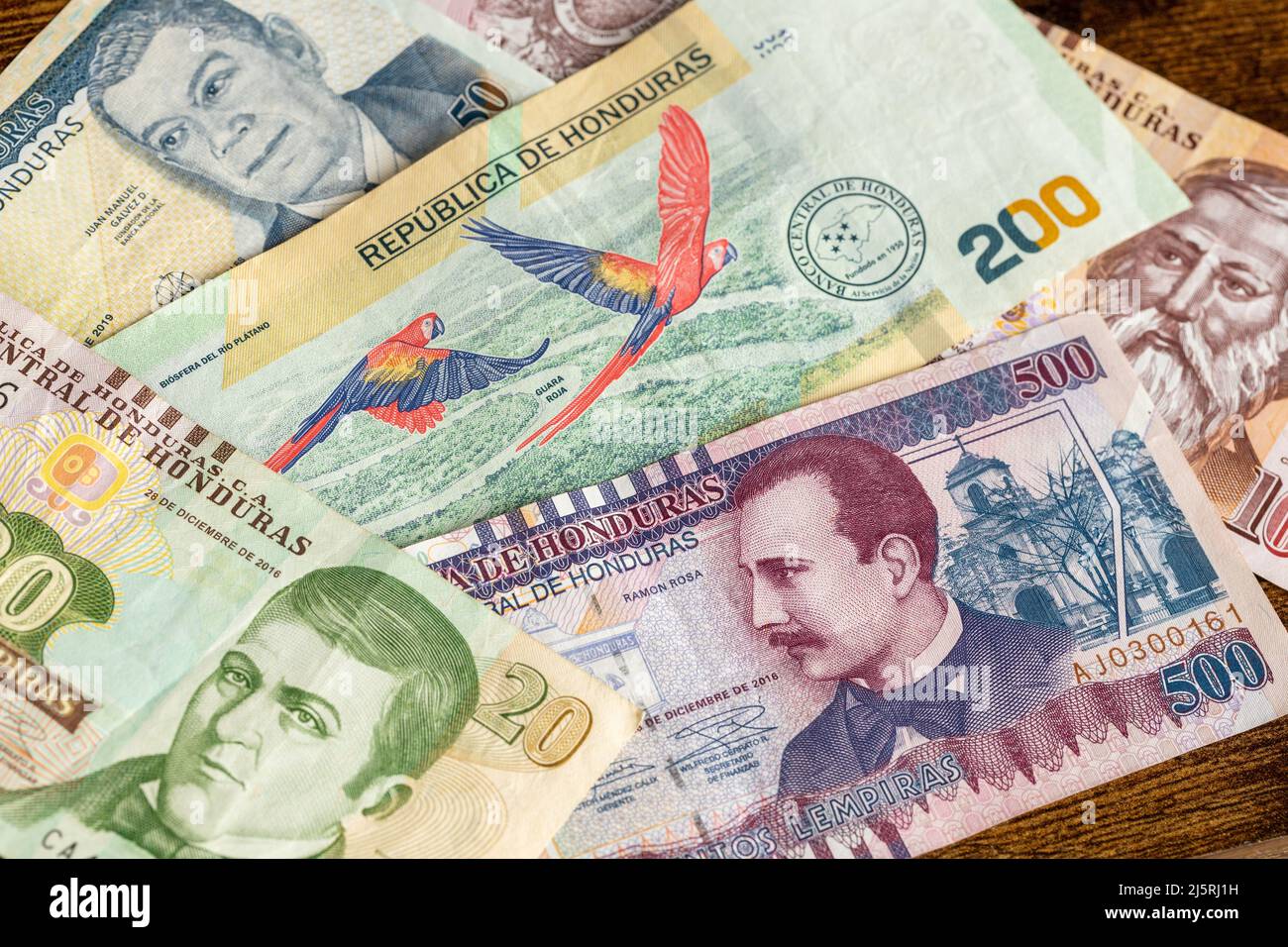 Honduran currency, Various banknotes called lempiras Stock Photo - Alamy