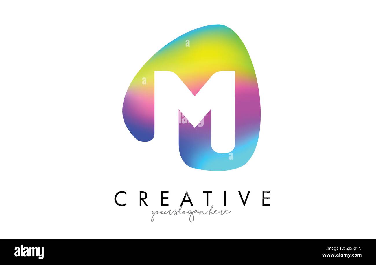 Colorful Rainbow M Letter Logo Design with Oval Shape Vector ...