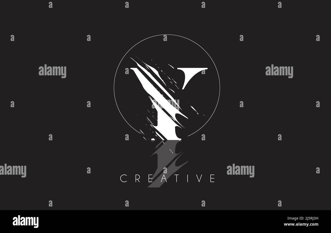White Y Letter Logo with Vintage Grundge Cut Design. Destroyed Drawing ...