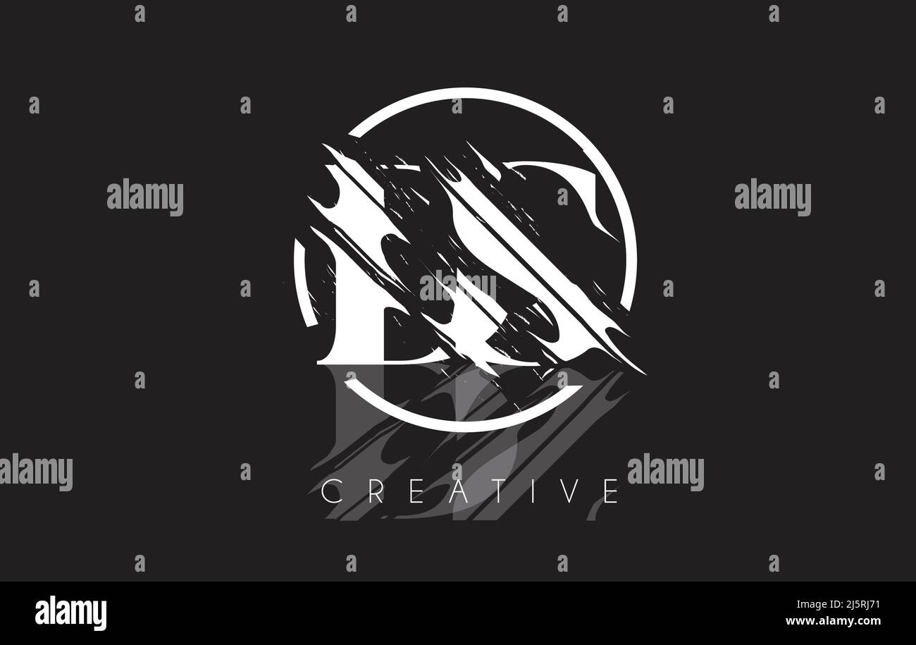 White DS Letter Logo with Vintage Grundge Cut Design. Destroyed Drawing ...