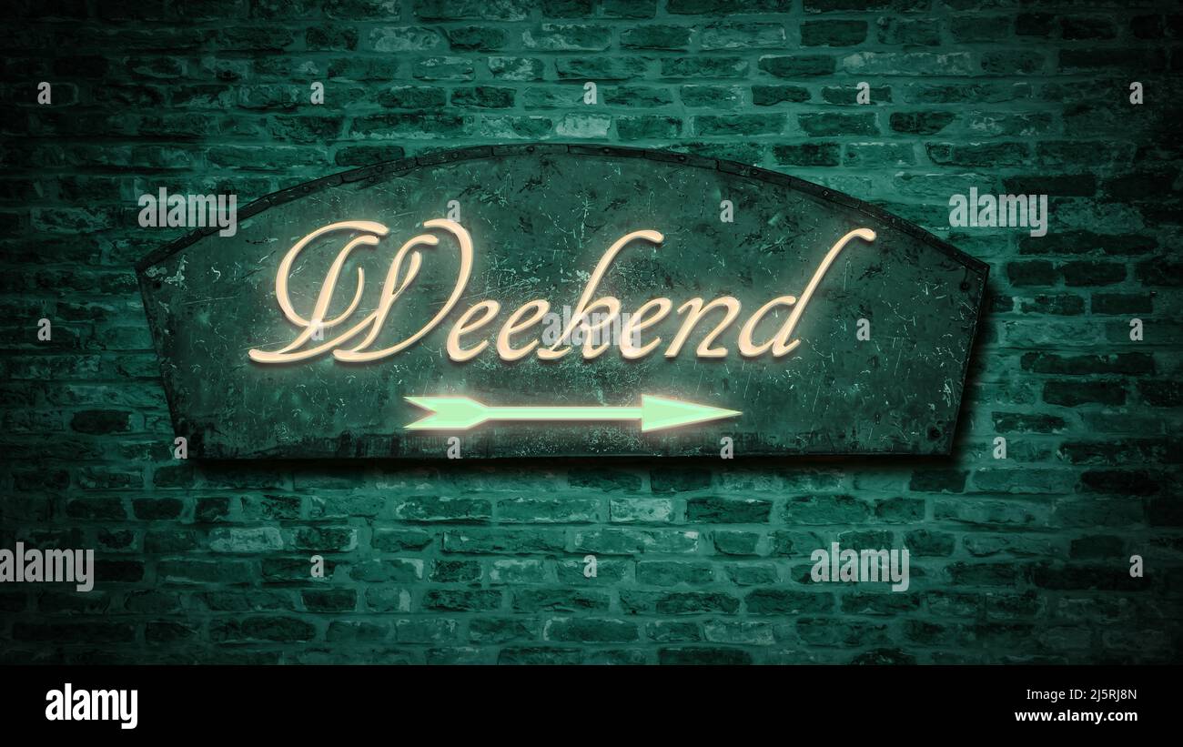 Street Sign the Direction Way to Weekend Stock Photo - Alamy