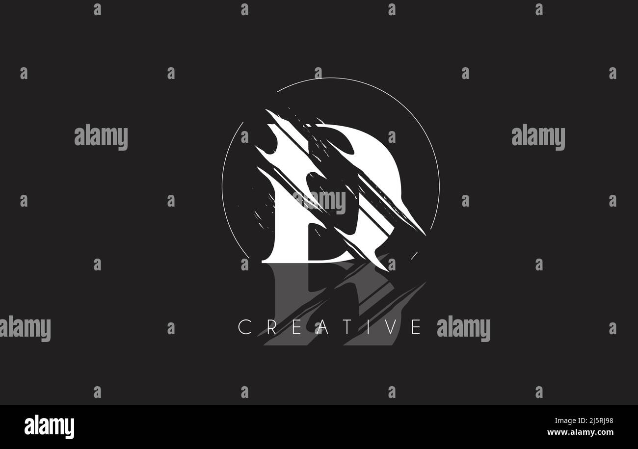 White D Letter Logo with Vintage Grundge Cut Design. Destroyed Drawing ...
