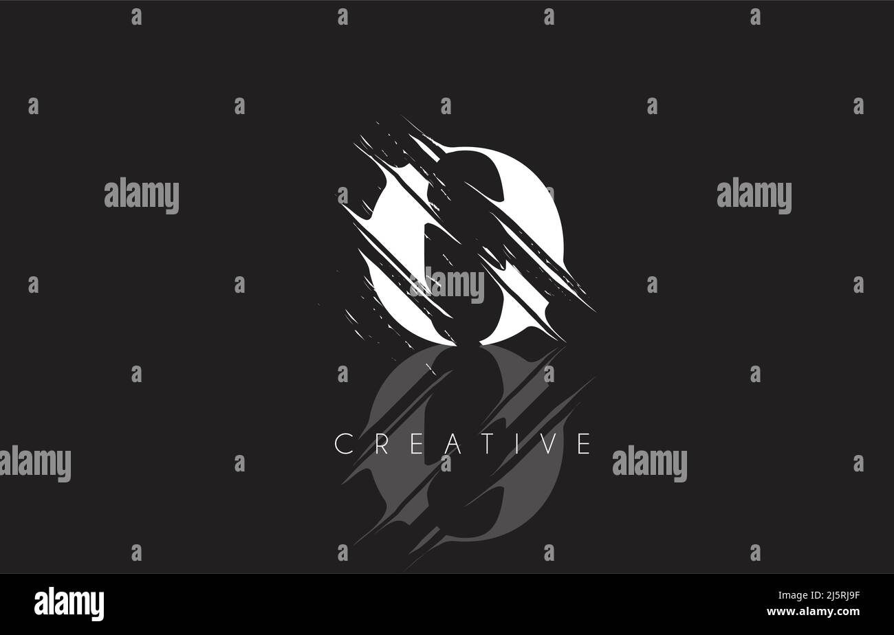 White O Letter Logo with Vintage Grundge Cut Design. Destroyed Drawing ...