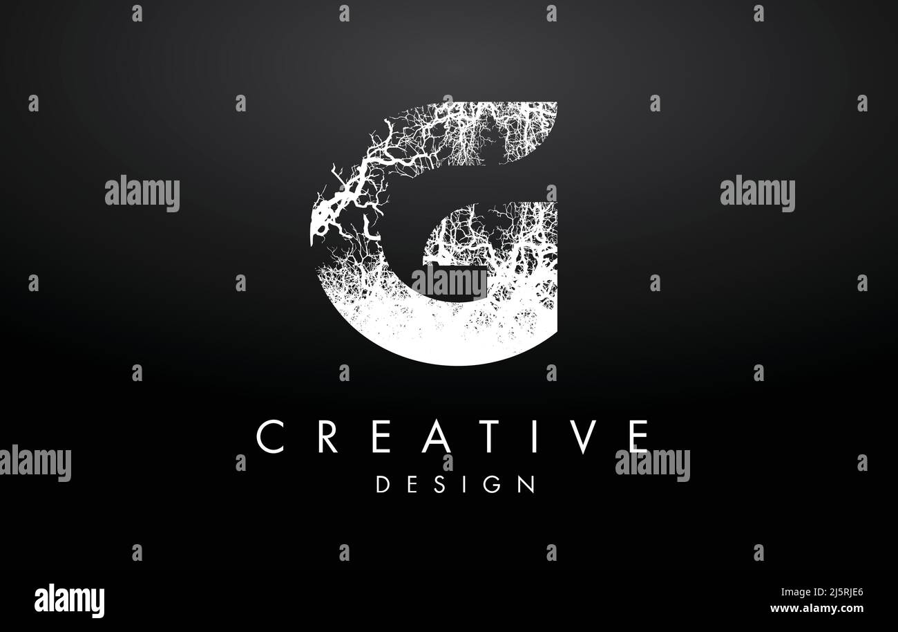 White G Logo Letter Made From Black Tree Branches. Tree Letter Design ...