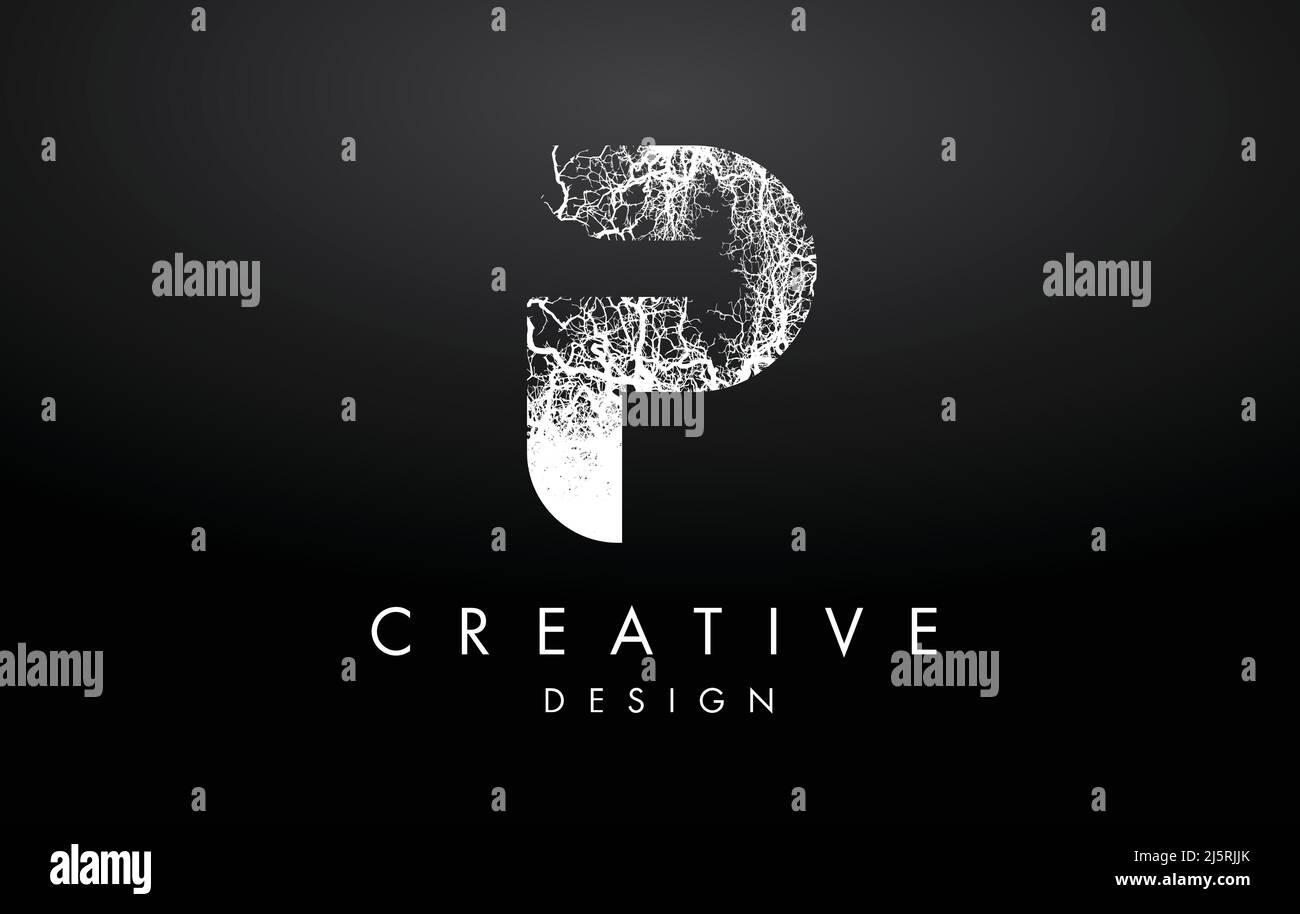White P Logo Letter Made From Black Tree Branches. Tree Letter Design ...