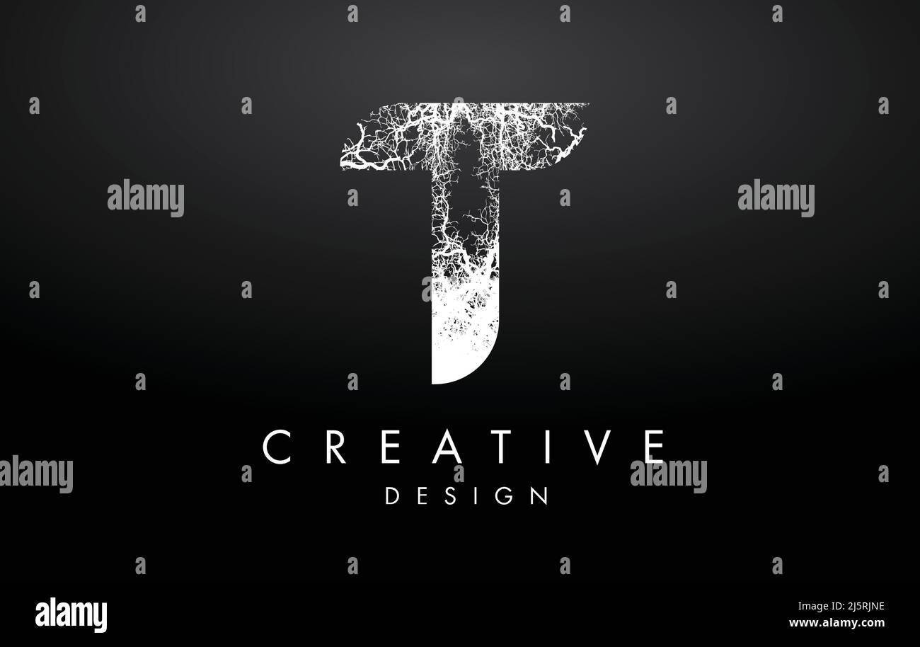 White T Logo Letter Made From Black Tree Branches. Tree Letter Design ...