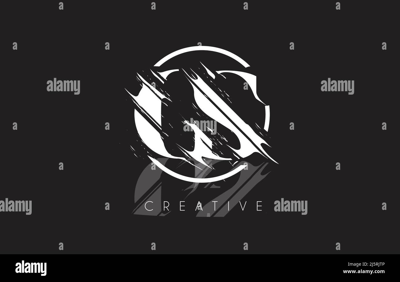 White GS Letter Logo with Vintage Grundge Cut Design. Destroyed Drawing ...