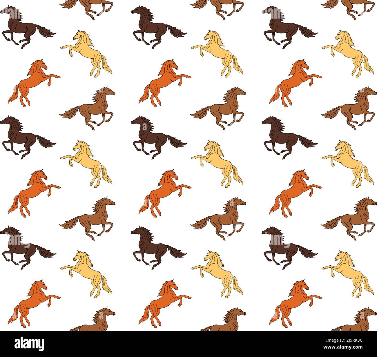 Vector seamless equestrian pattern of different colored drawn doodle ...