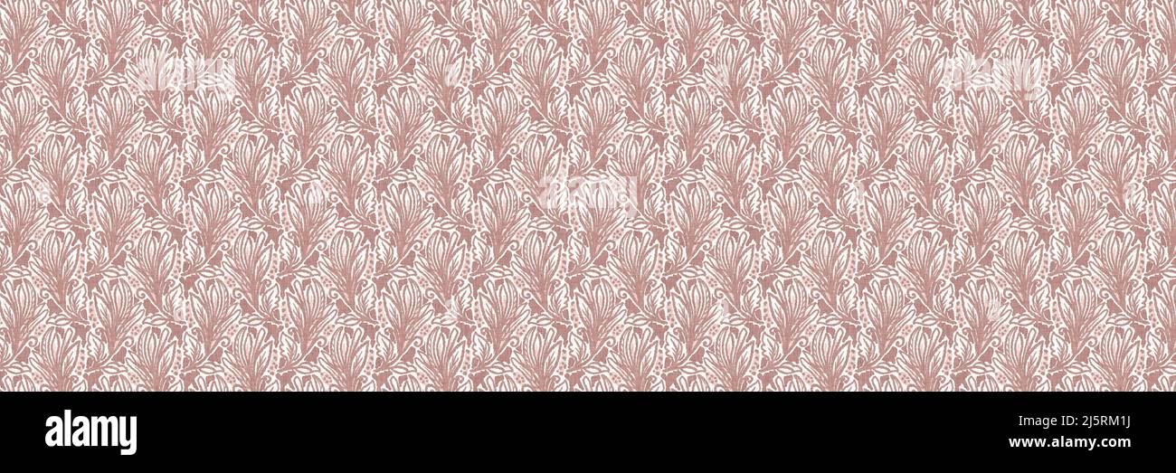 Gender neutral floral flower seamless raster border. Simple whimsical 2 ...