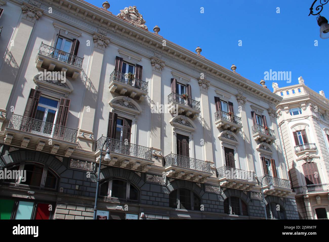 palace or ancient flat buildings in palermo in sicily (italy Stock ...