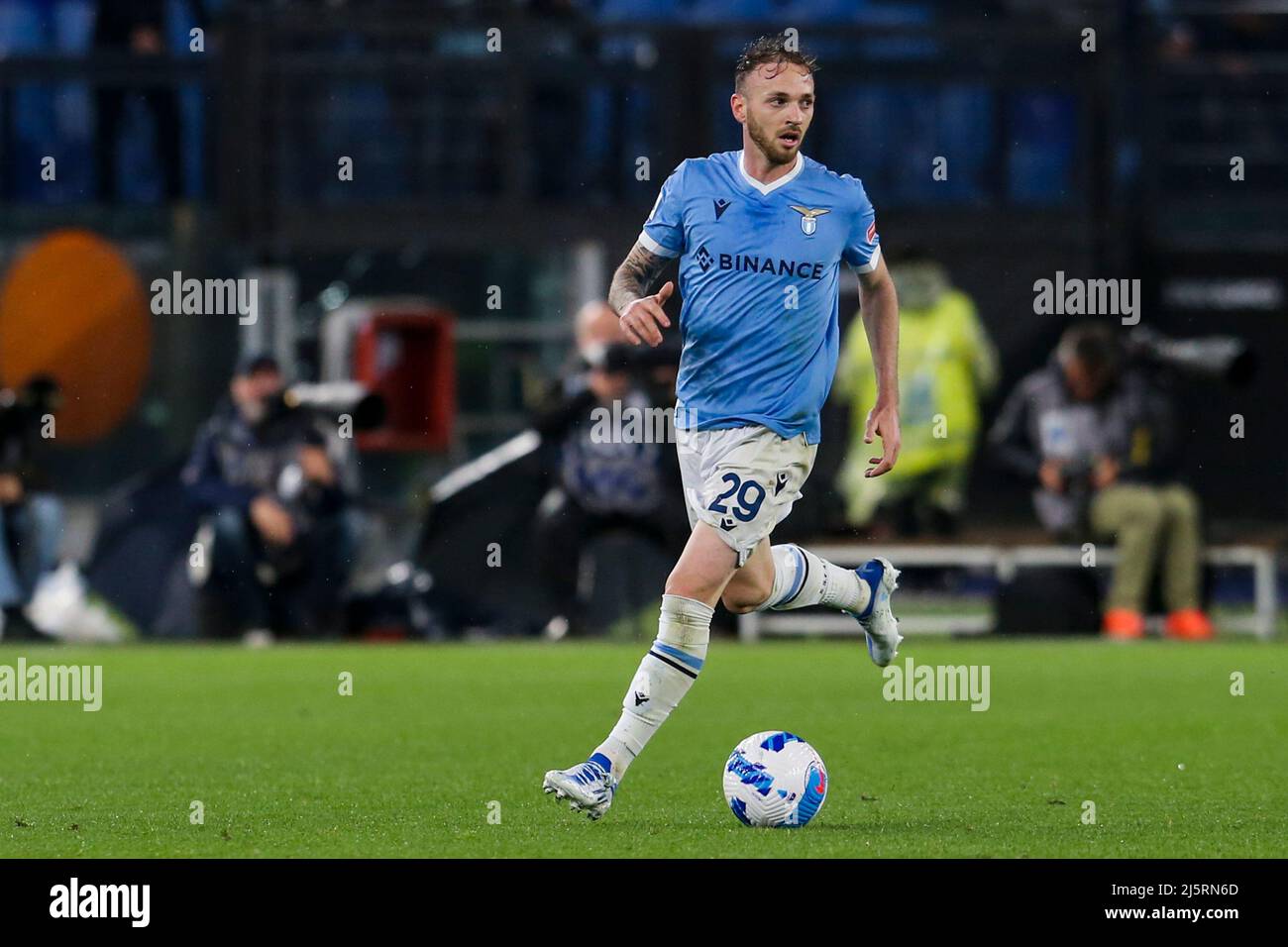 LazioÕs Italian defender Manuel Lazzari controls the ball during the Serie A football match ...