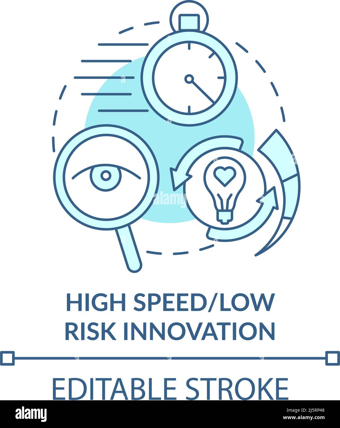 High speed and low risk innovation turquoise concept icon Stock Vector ...