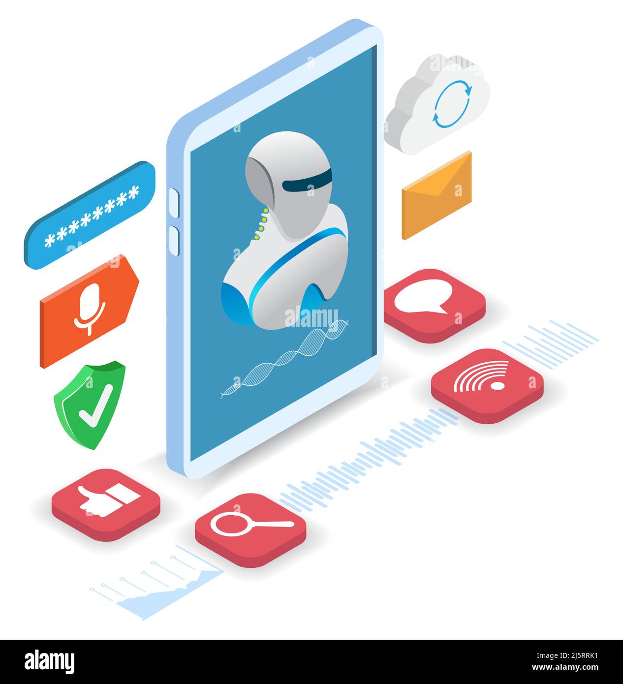 Chat bot vector ai mobile robot for user help Stock Vector Image & Art ...