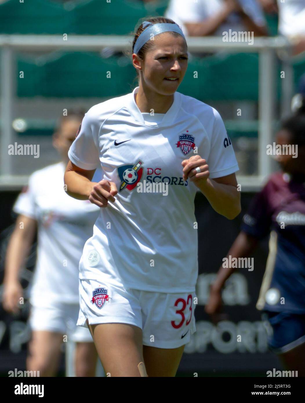 CARY, NC - APRIL 23: Washington Spirit forward Ashley Hatch (33) jogs ...
