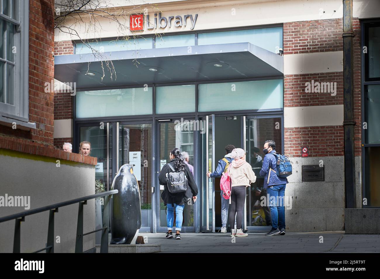 Students outside the library at the London School of Economics and Political Science, university ...
