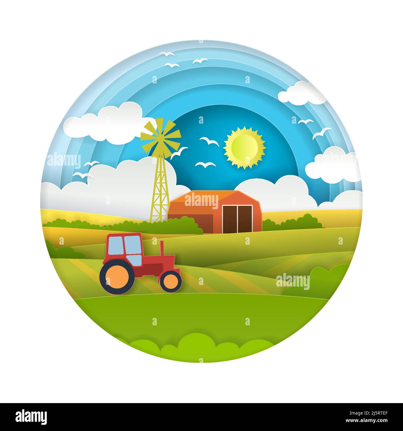 Farm logo vector village ranch and field landscape Stock Vector Image ...