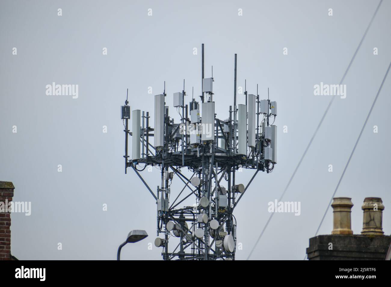 telecommunication tower with antennas for 4G network on Cork city ...