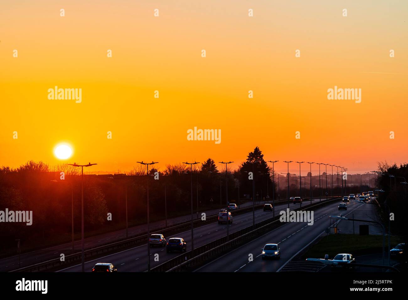 High angle view along the A299, Thanet Way, a dual carriageway linking ...