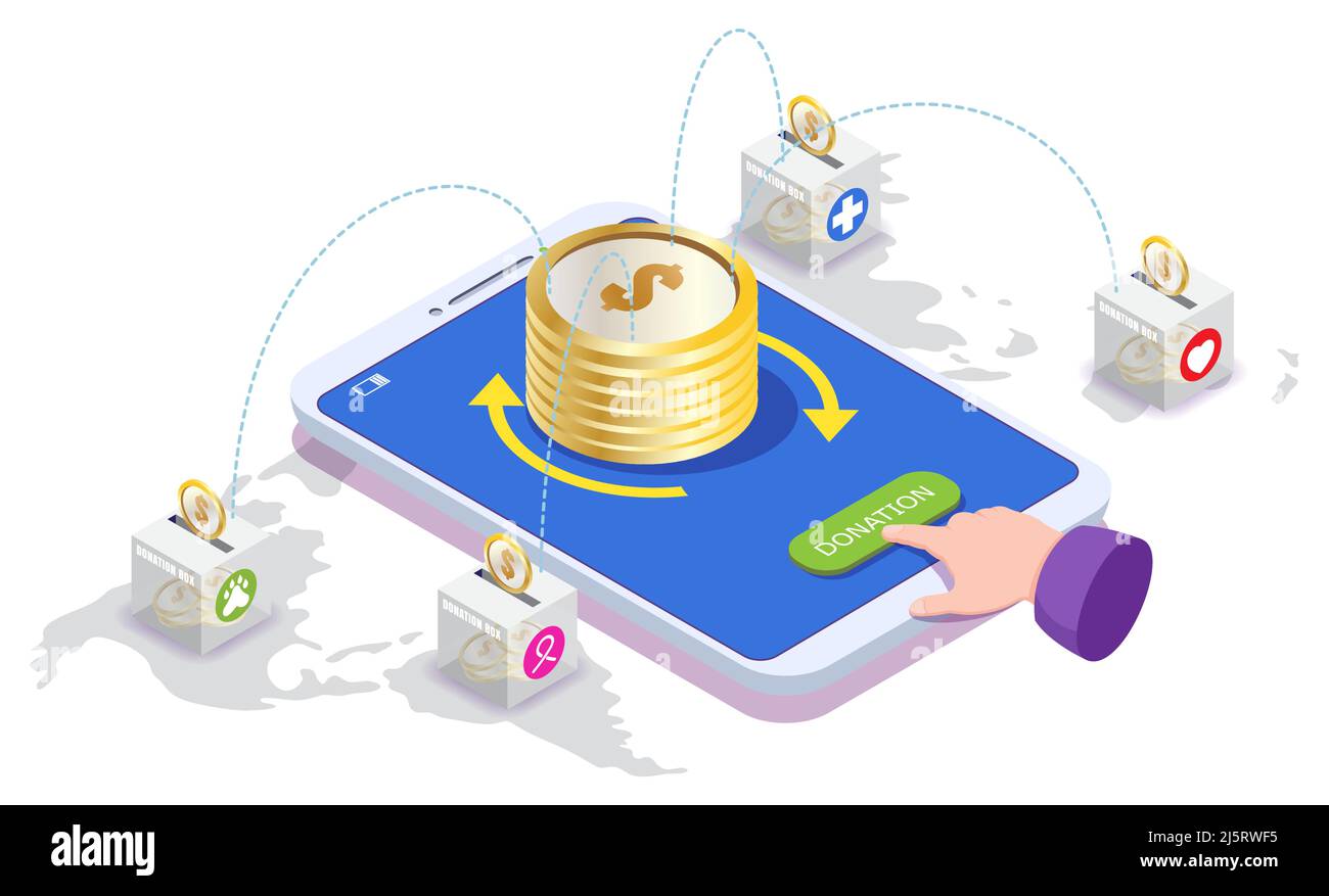 Online charity money donation mobile app vector Stock Vector Image ...