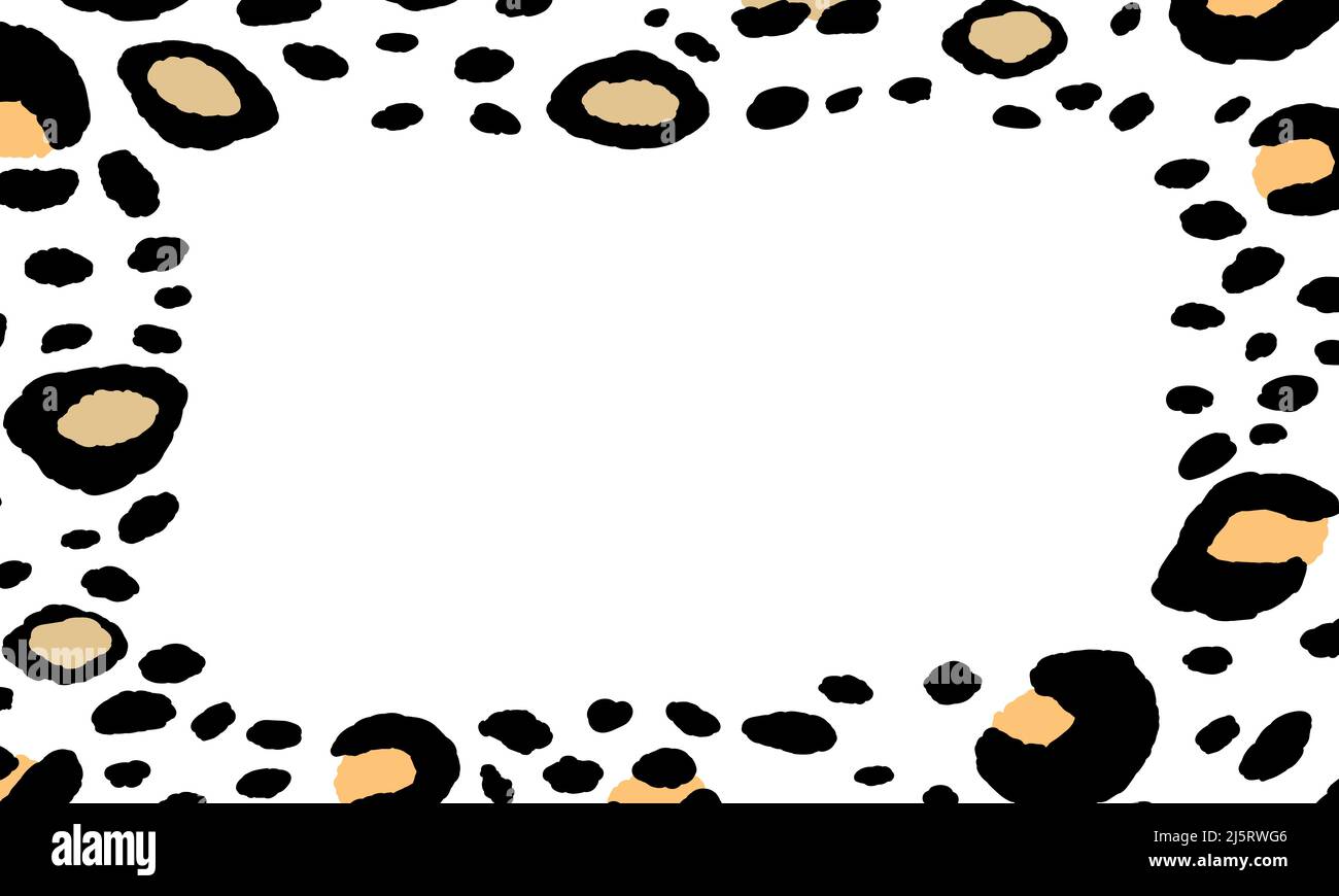 Black And White Frame With Modern Ornament Of Stylized Leopard Skin