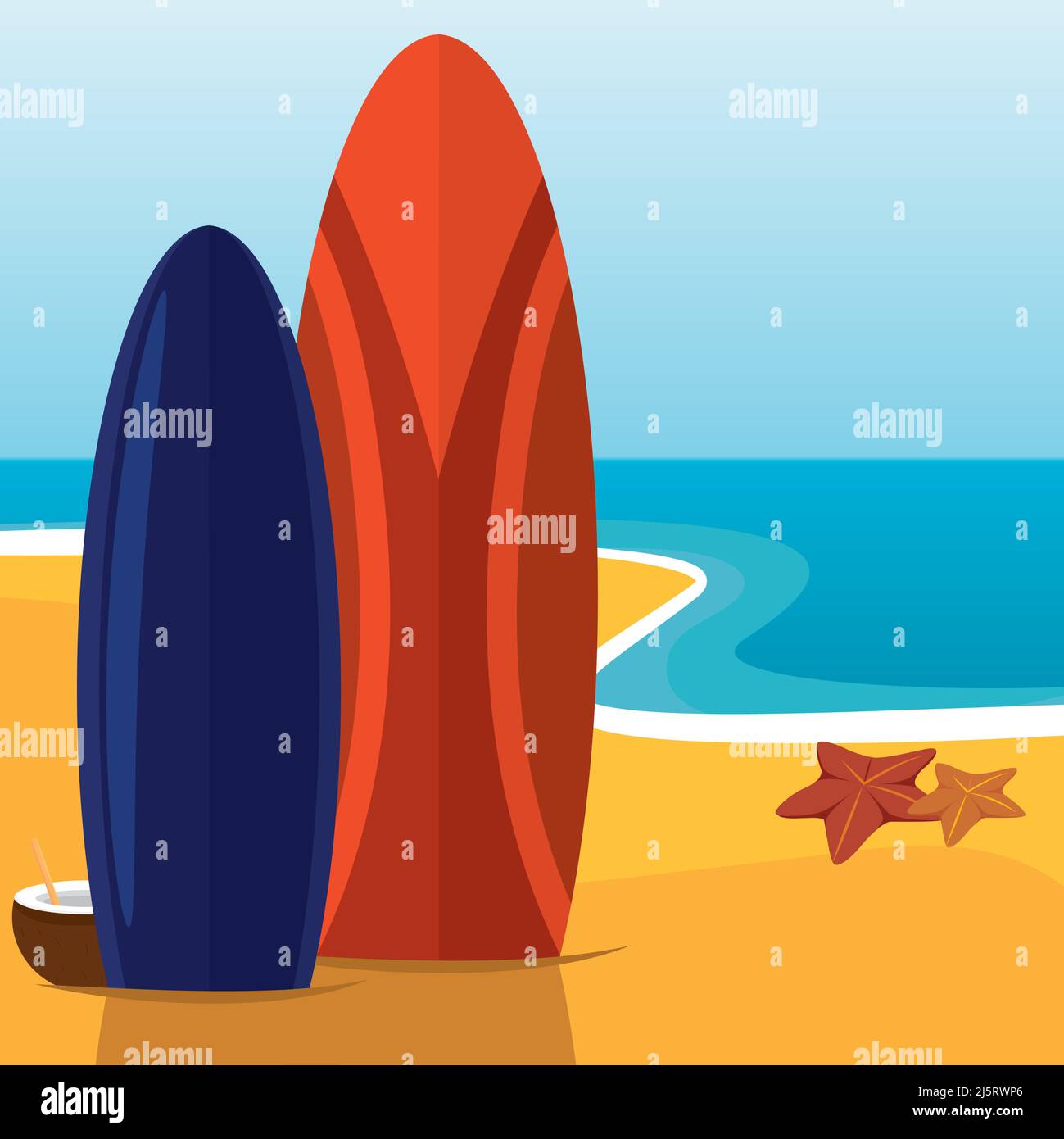 Poster surf beach landscape vector illustration Stock Vector Image ...
