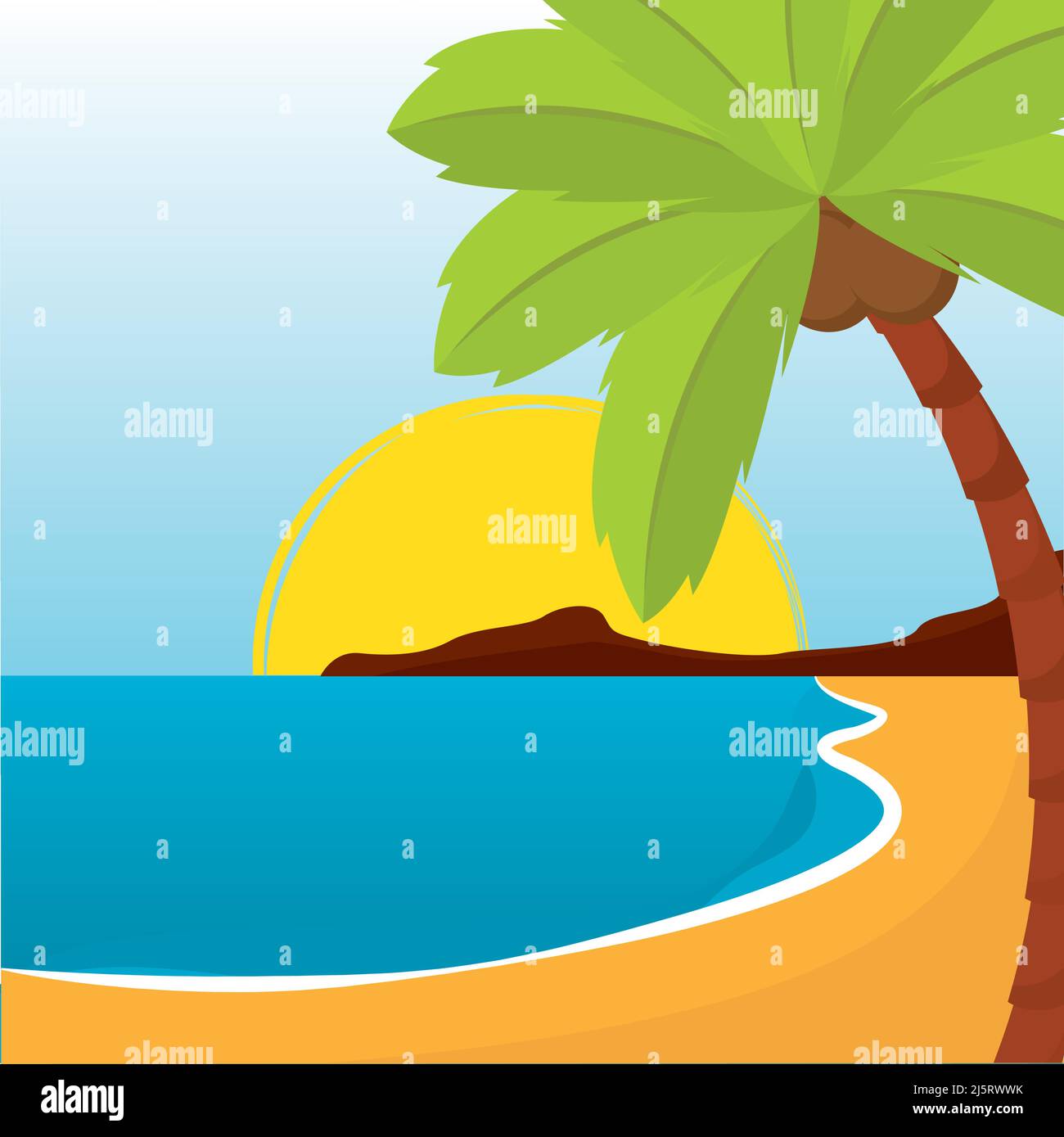 Poster palm beach landscape vector illustration Stock Vector Image ...