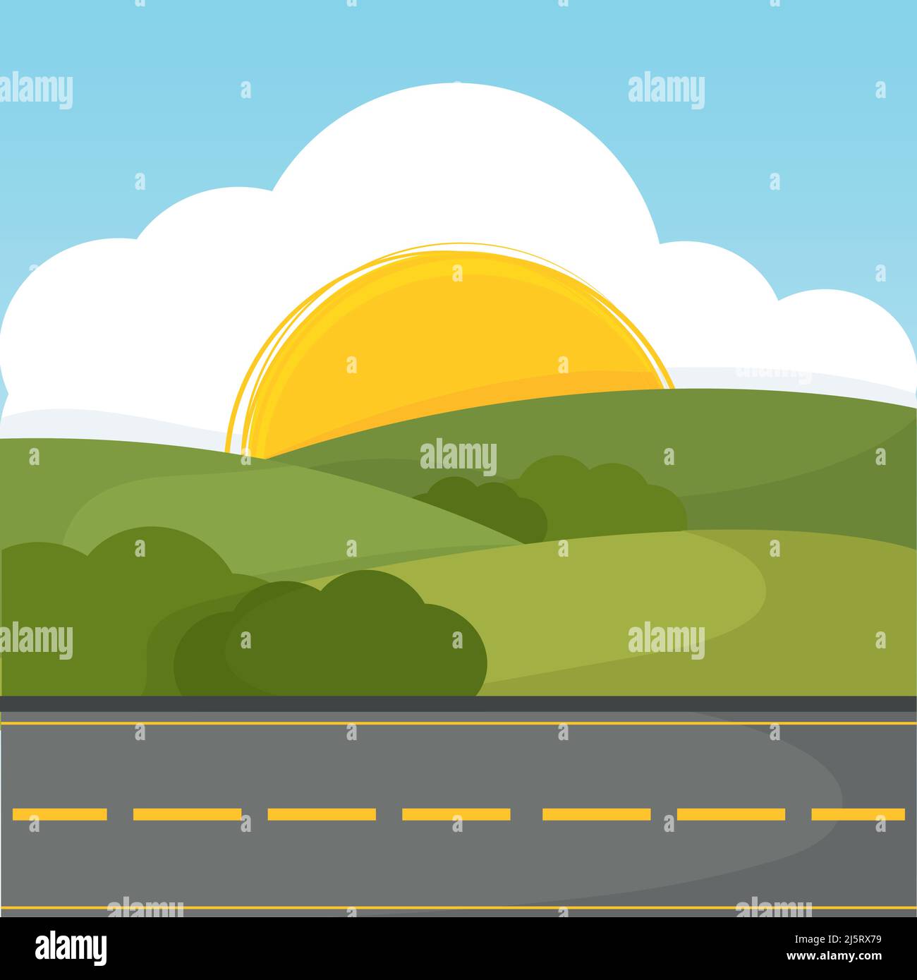 Poster way sun forest landscape vector illustration Stock Vector Image ...