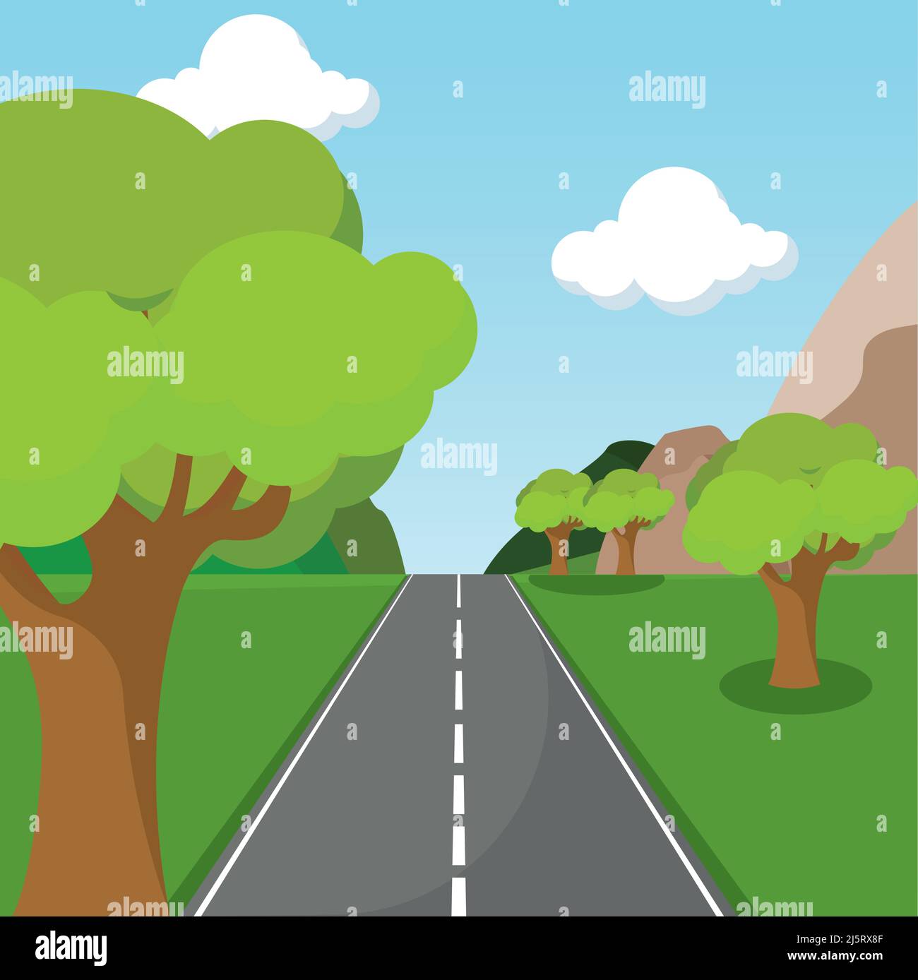 Poster way forest landscape vector illustration Stock Vector Image ...