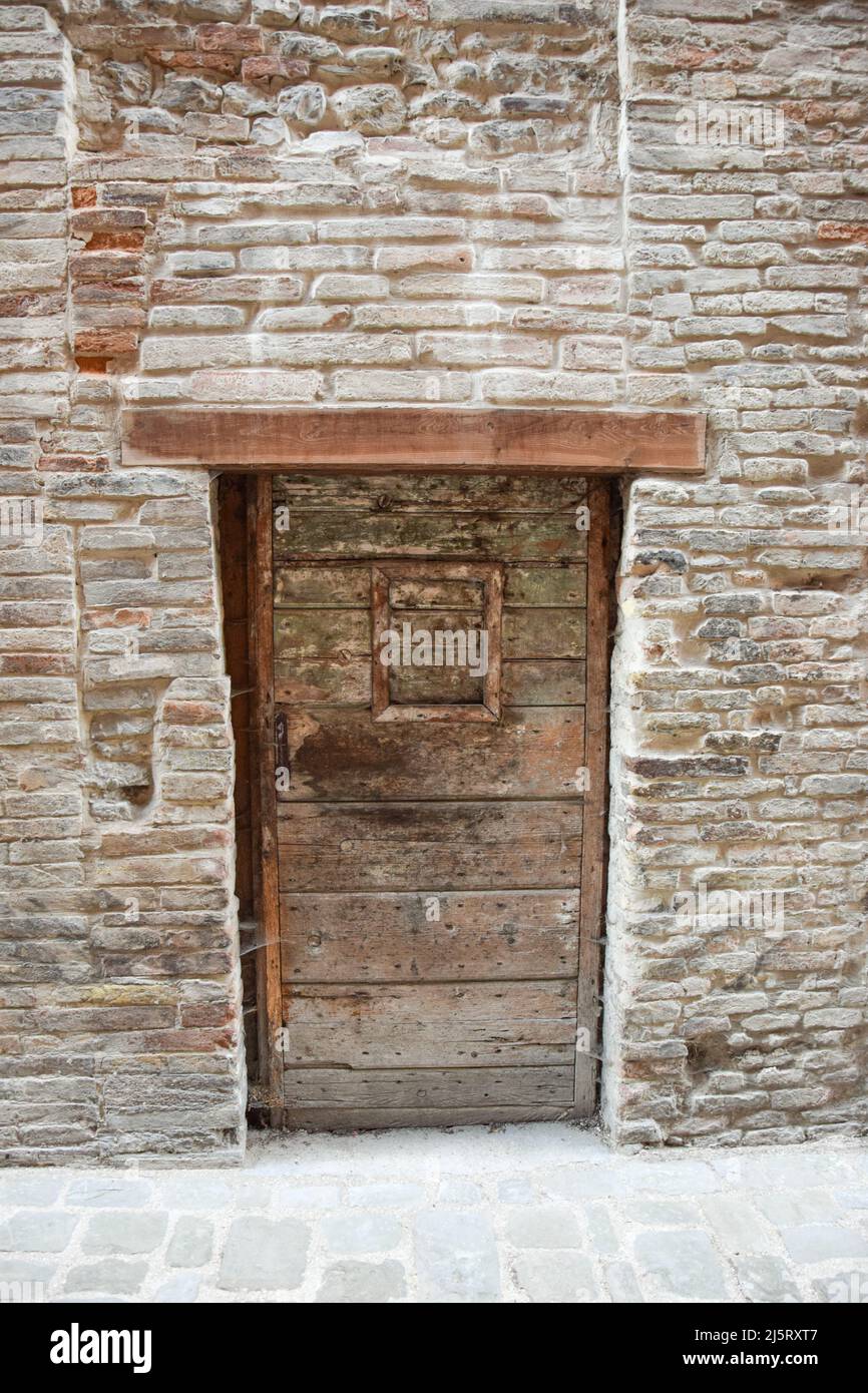 Collection of medieval wooden doors in a very ancient medieval and ...