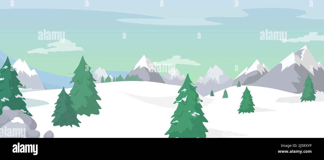 Winter seamless mount and woodland vector cartoon Stock Vector Image ...