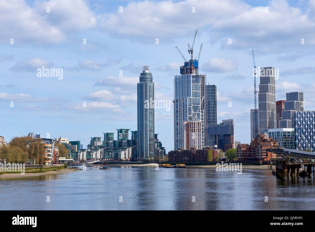 View along the Thames towards Nine Elms and Vauxhall Bridge, with ...