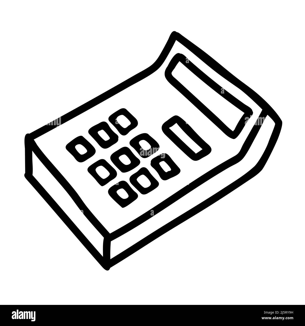 Doodle calculator icon hand drawn with thin black line. Isolated on ...