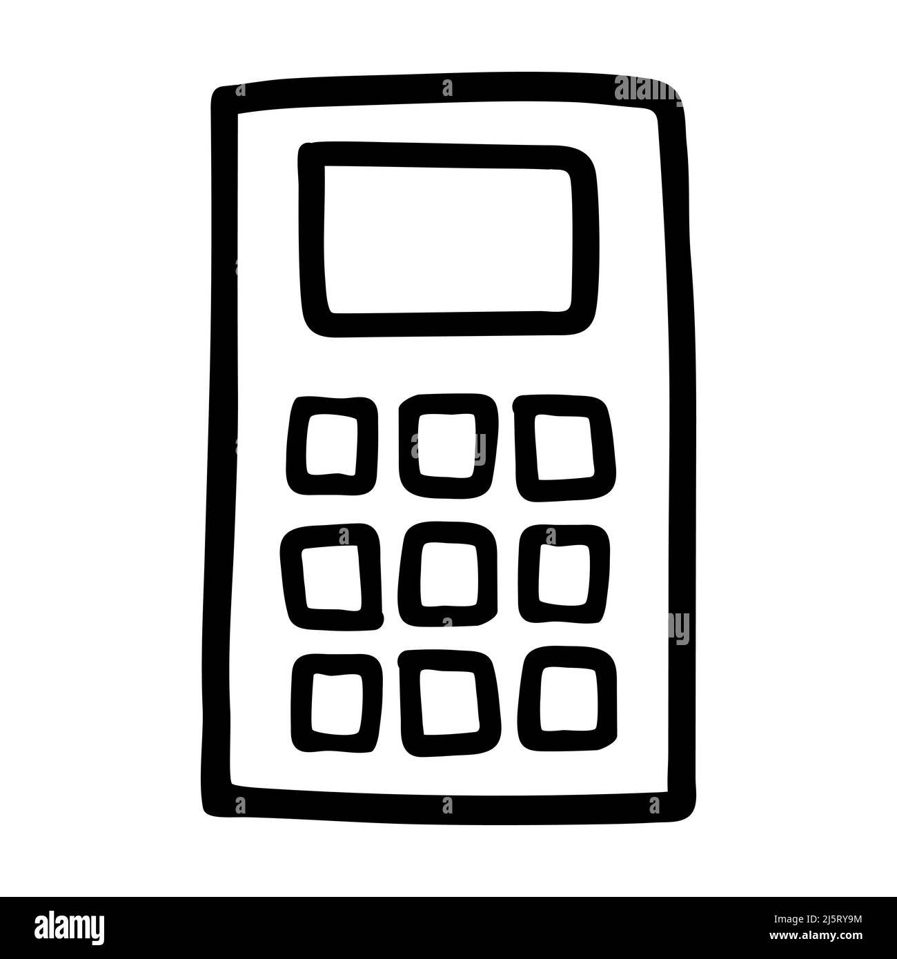 Doodle calculator icon hand drawn with thin black line. Isolated on ...