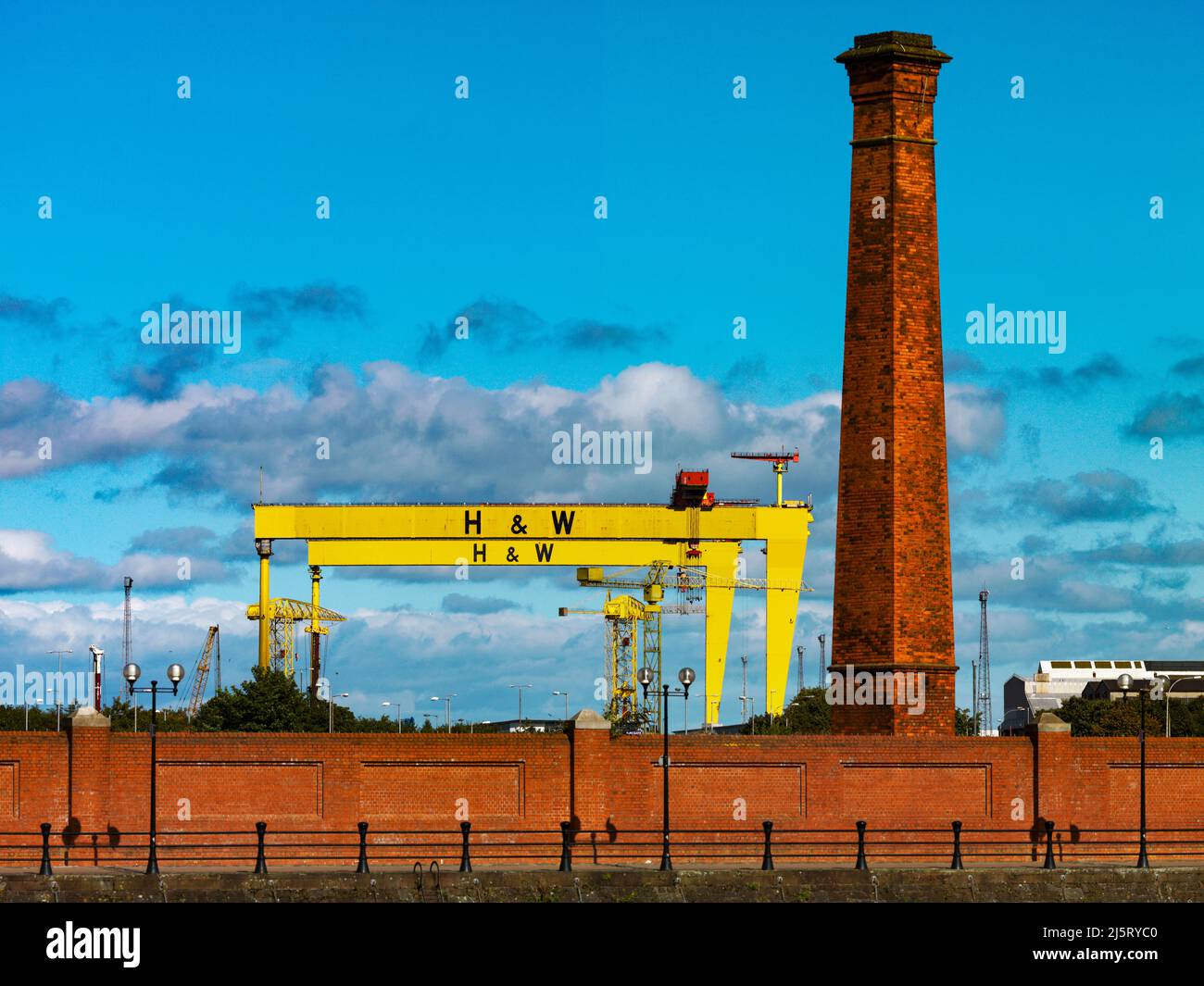 The Harland and Wolff cranes at Titanic Quarter in Belfast, Northern ...