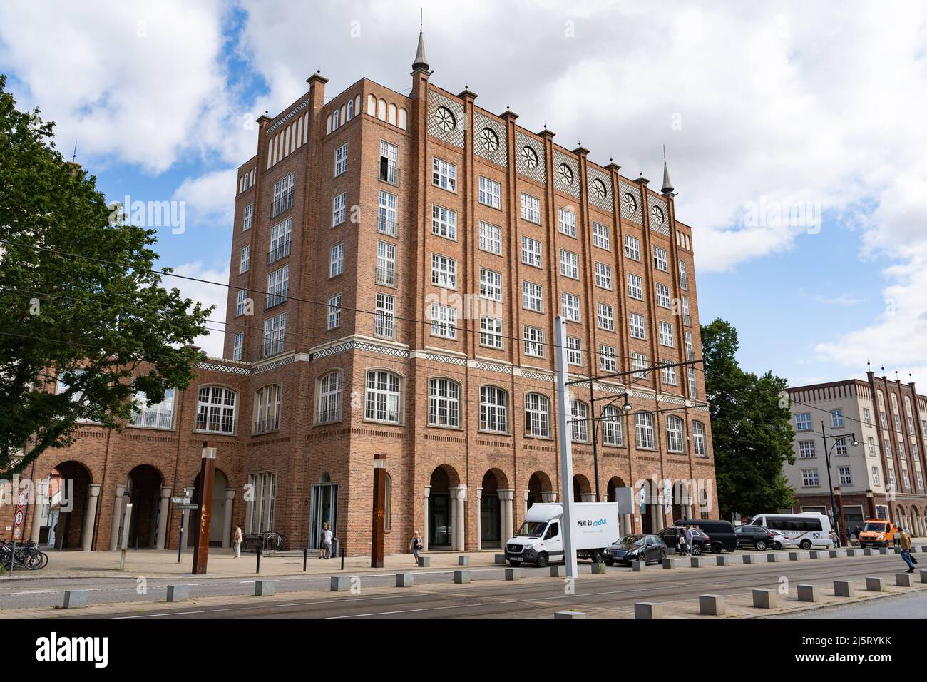 Hanseatic architecture in the city center. High rise building made of ...