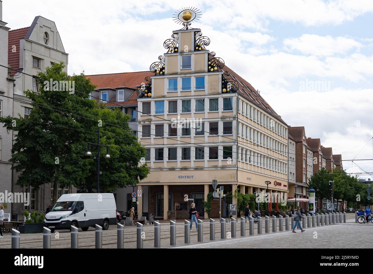 Historical old building facade on the new market. Hanseatic ...