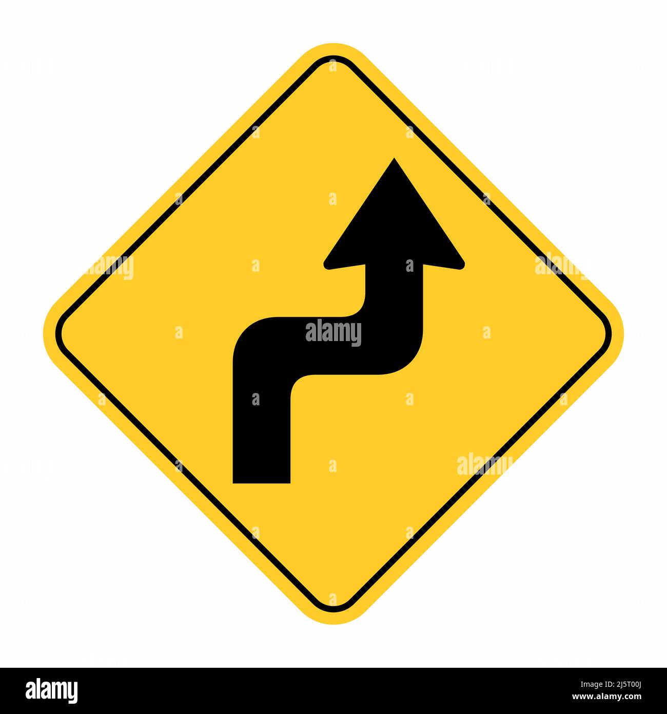 Reverse turn right, traffic sign isolated on white background Stock ...