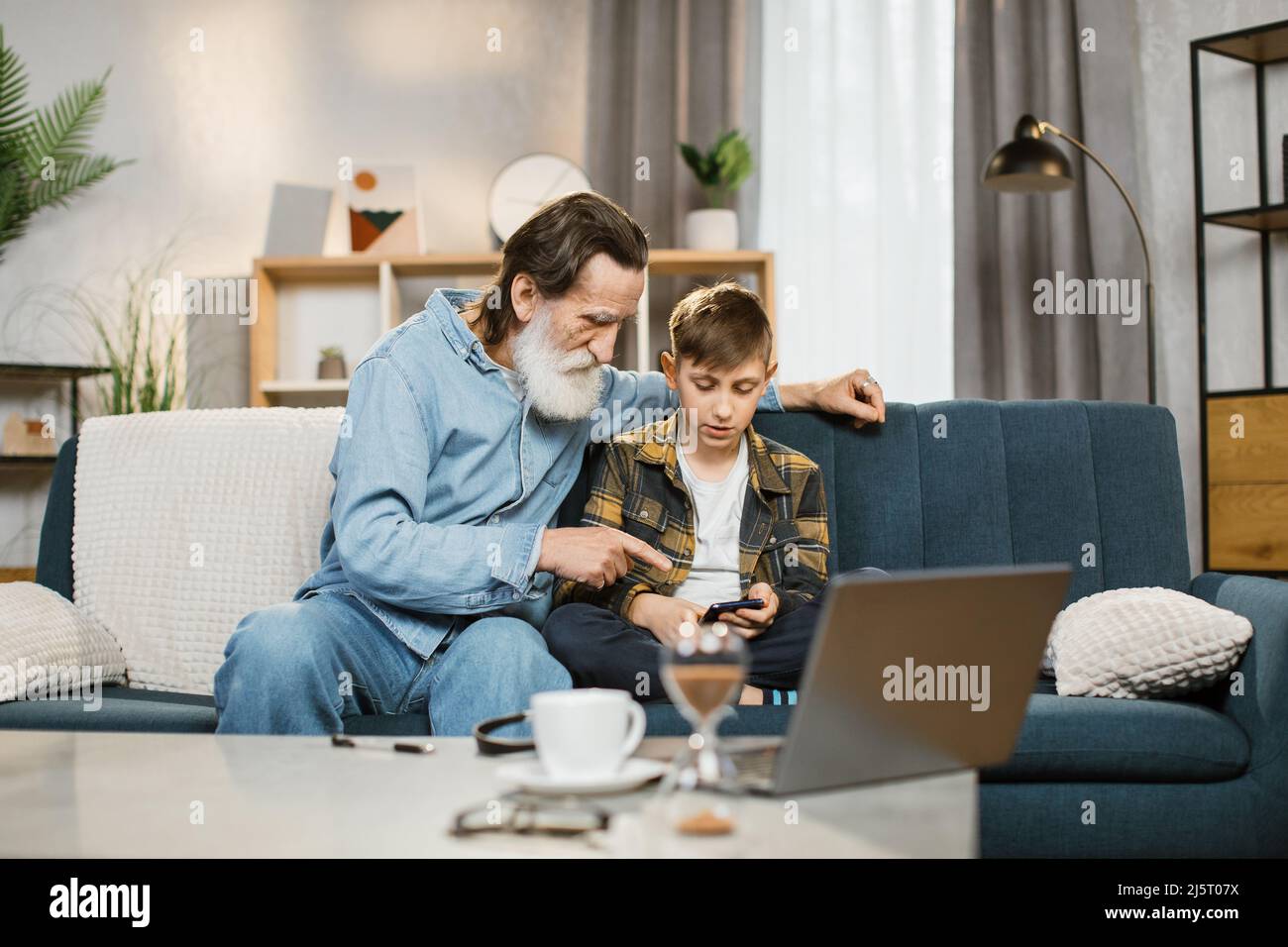 Explaining grandpa grandson to use hi-res stock photography and images ...