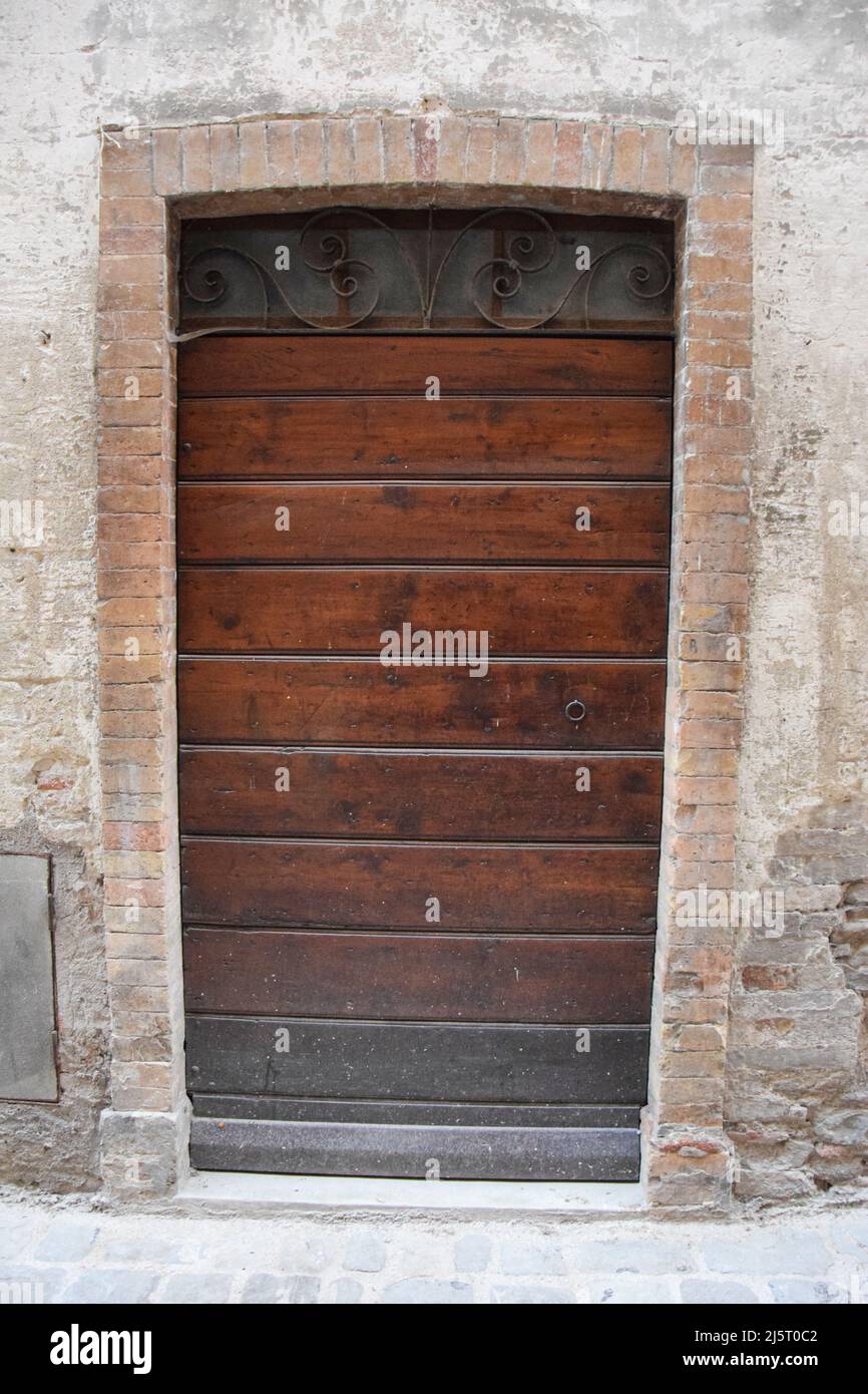 Collection of medieval wooden doors in a very ancient medieval and ...