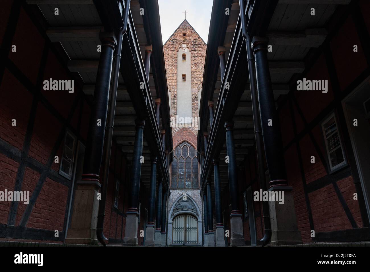 Inner yard of a St. John's Monastery. Old historic architecture in the ...