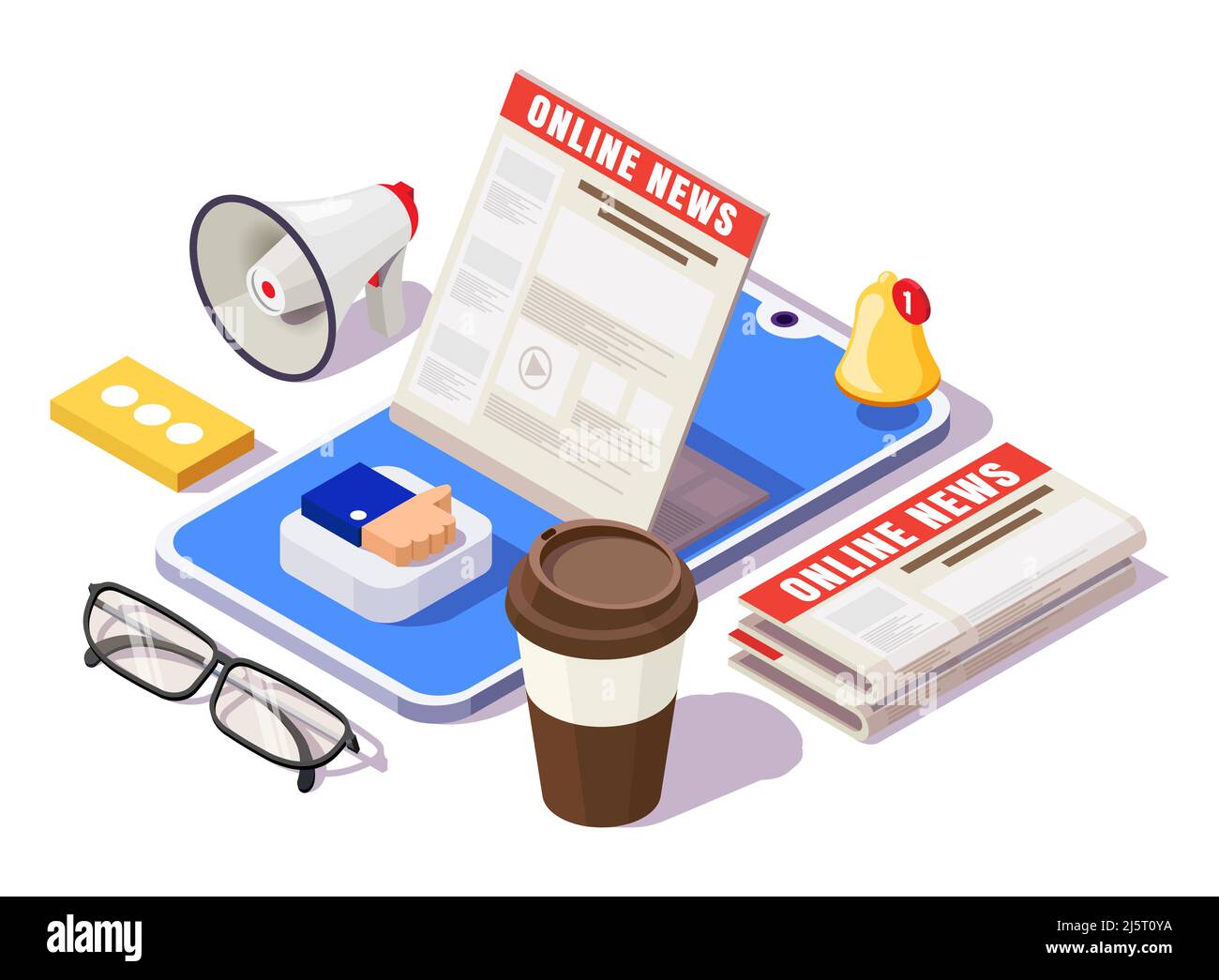 Online news 3d vector phone newspaper reading Stock Vector Image & Art ...