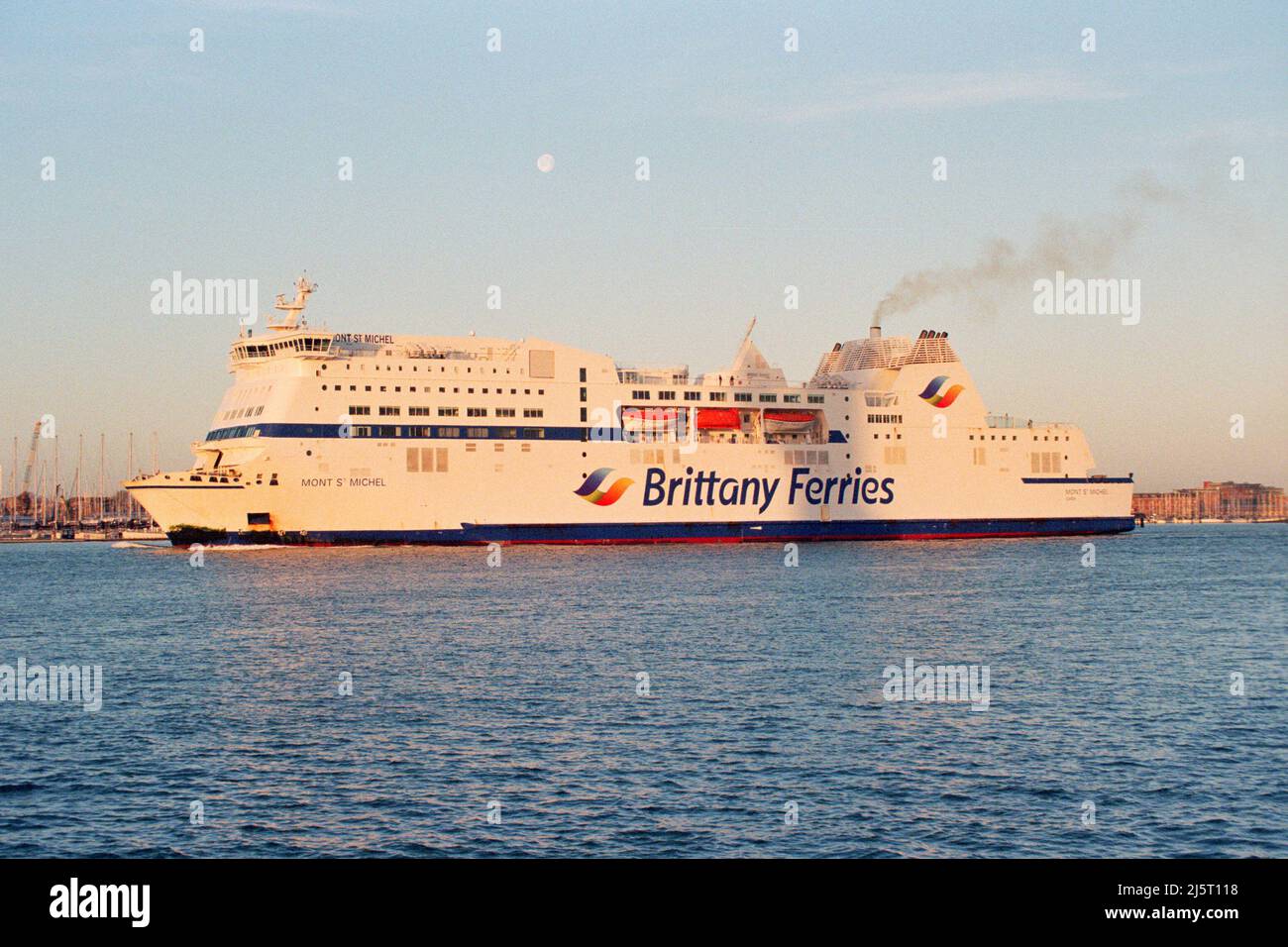 A ferry operated by Brittany Ferries in the bay of Portsmouth Stock ...