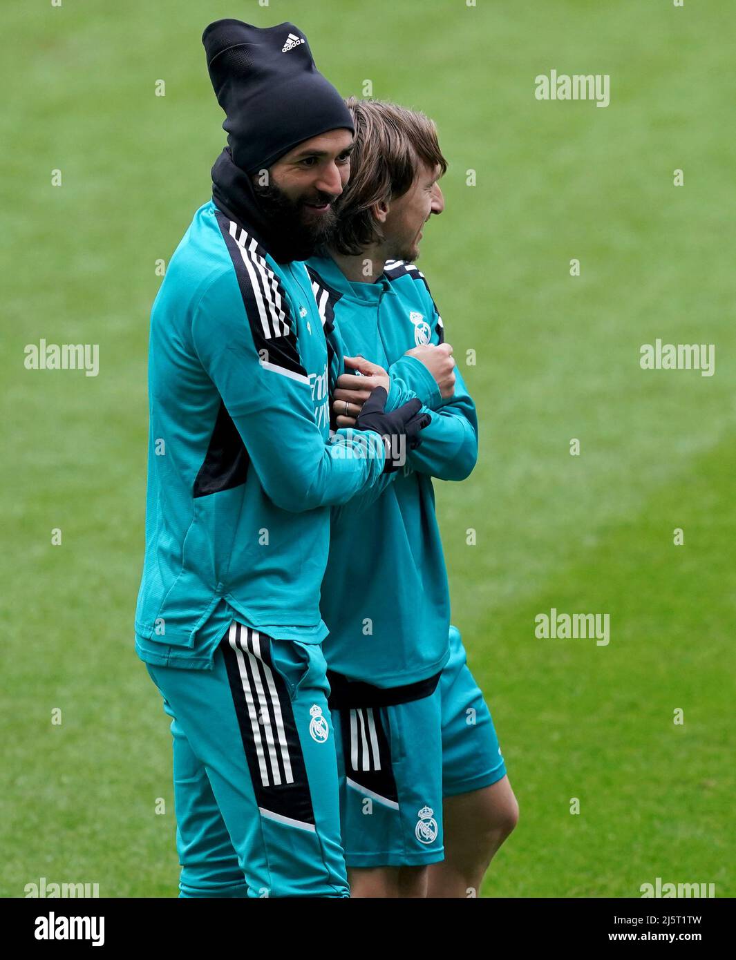 Real Madrid’s Karim Benzema (left) and Luka Modric (right) during a ...