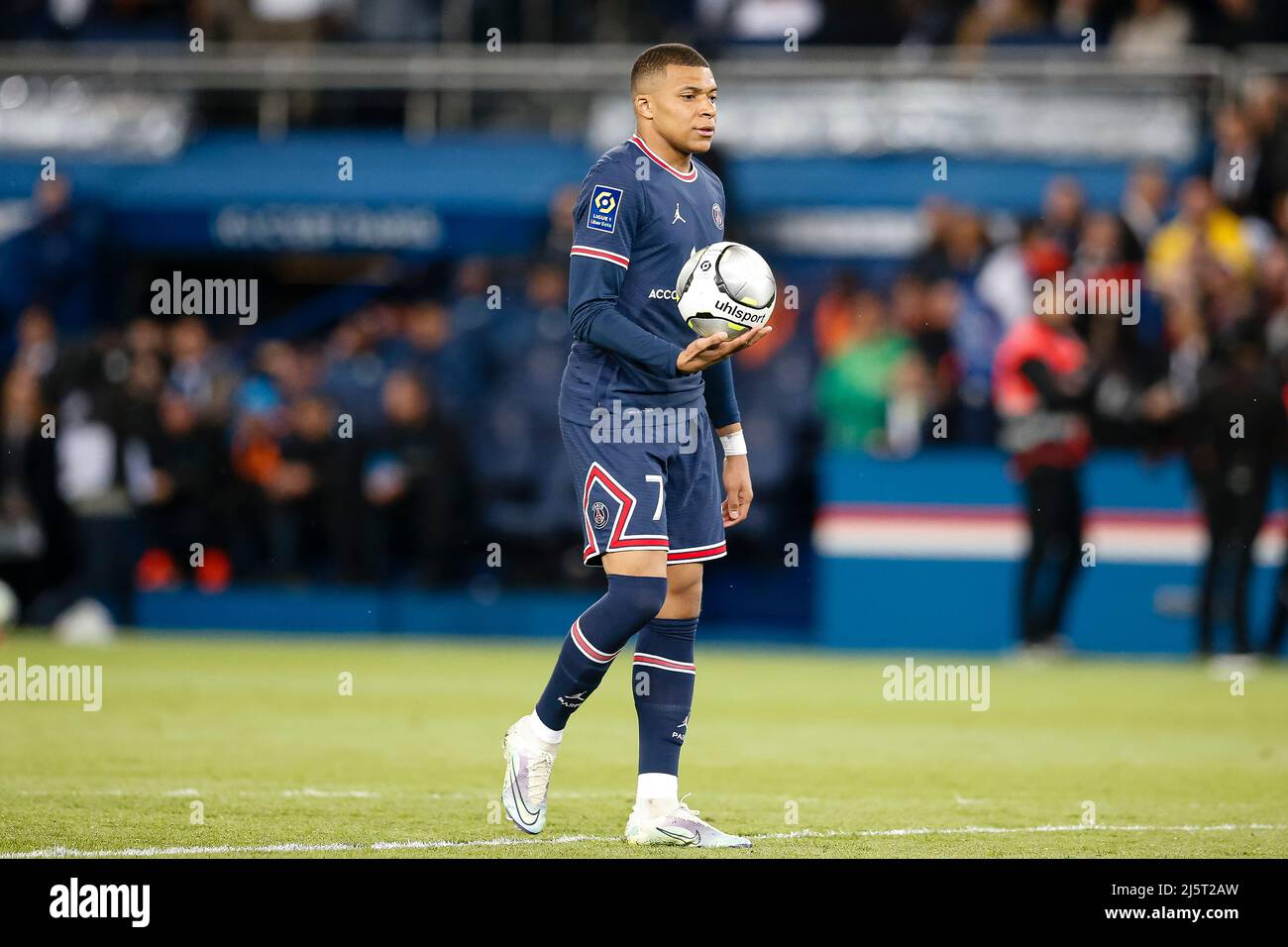 Paris, France - April 17: Kylian Mbappe of Paris Saint Germain attempts ...