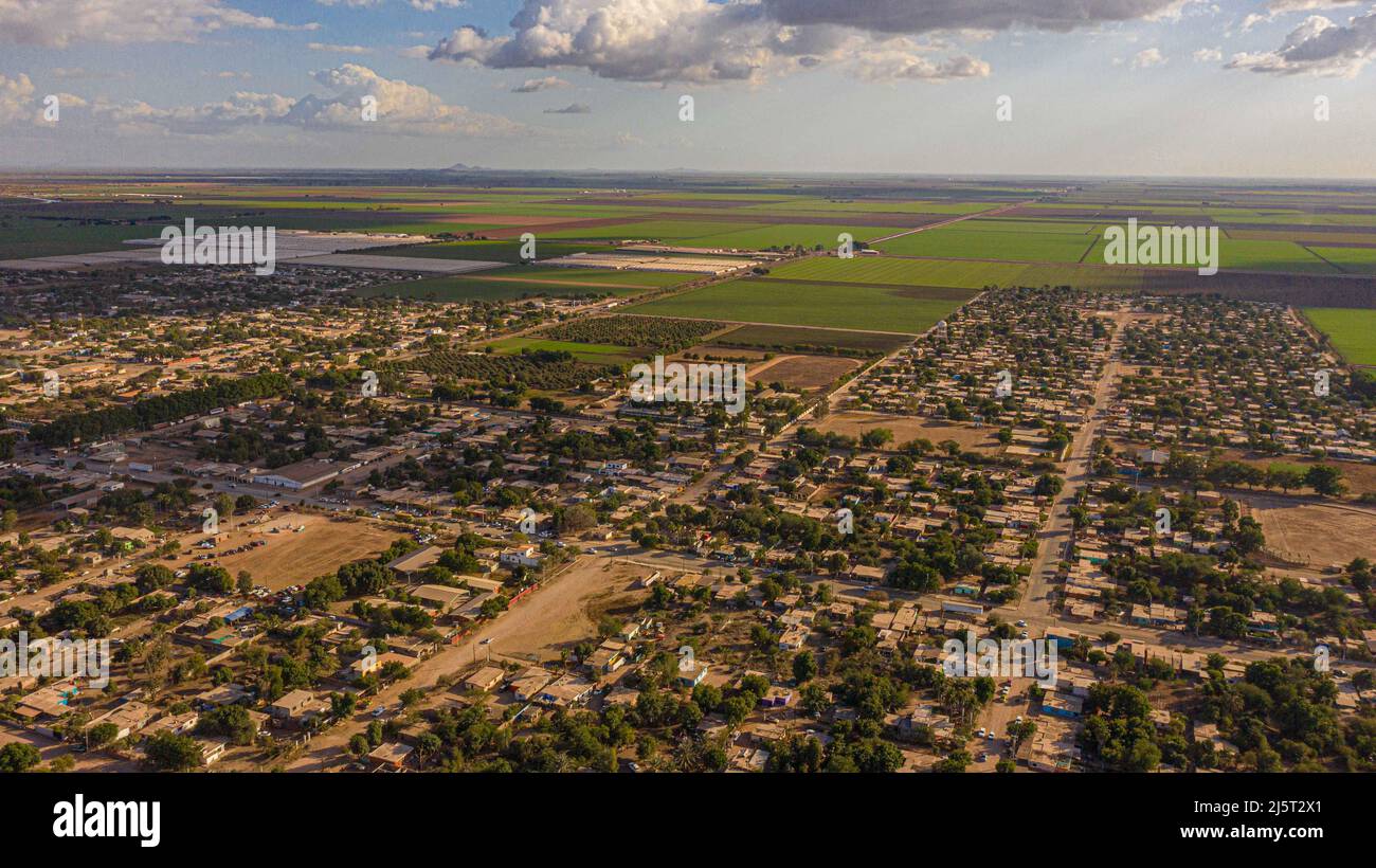 Aerial view of the town Marte R Gómez or also called Tobarito, is an ...